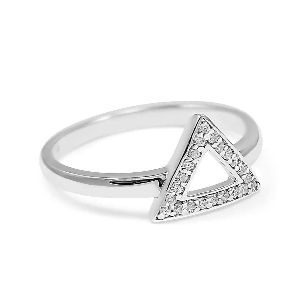 The Collegiate Standard Delta- Geometric inspired Triangle Sterling Silver Ring with CZs (5)