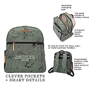 Petunia Pickle Bottom 2-in-1 Provisions Backpack | Designed for Busy Parents | Spacious Main Compartment for Carrying Essentials | Olive Ink Blot