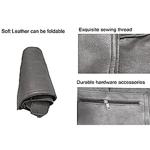 Oversized Soft Leather Shoulder Bag Foldable Hobo Bag Weekend Travel Tote (Grey)