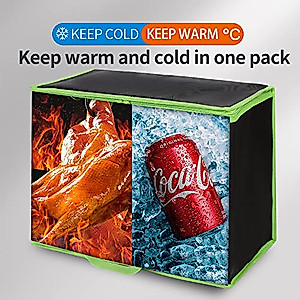 Bodaon 4-Pack Insulated Pizza Delivery Bags, X-Large Reusable Grocery Shopping Bags, Black with Green Edge