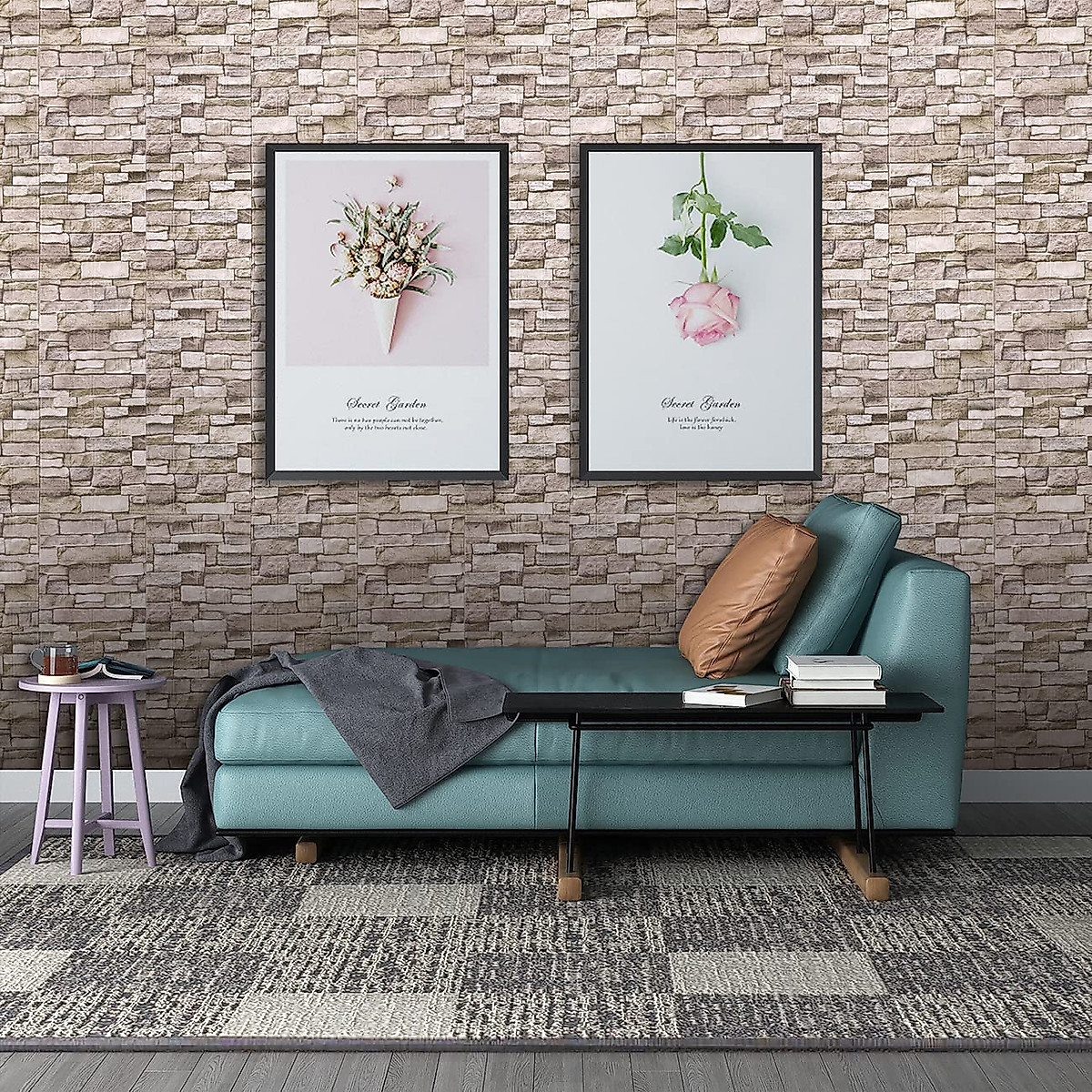 20PCS 3D Wall Panels Peel and Stick Foam 3D Brick Wallpaper Peel and Stick Faux Stone Wall Panel Self-Adhesive Wallpaper (20PCS, Rock Color)