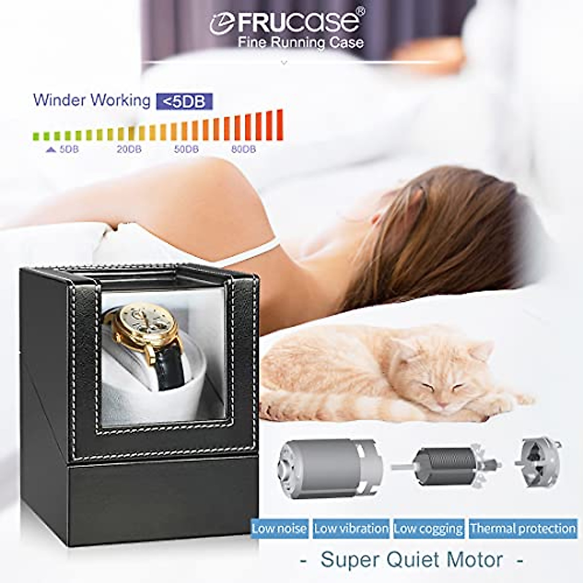 FRUCASE Watch Winder for Automatic Watches Watch Box Automatic Winder Japanese Motor with Battery Option