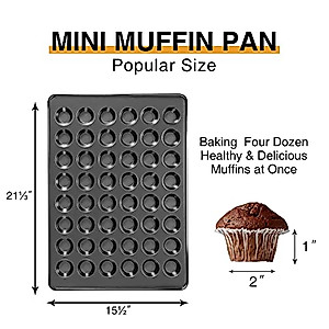 HONGBAKE 48 Cup Mini Muffin Pan, Small Cupcake Pan, Premium Nonstick Muffin Tin for Baking Cheesecake, Dishwasher Safe and Heavy Duty, Carbon Steel