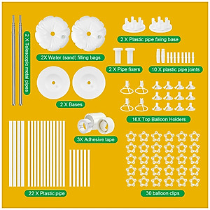 Balloon Column Stand Set of 2, 7ft Adjustable Balloon Stand kit with Base Telescopic for Floor Baby Shower Wedding Birthday Graduation Halloween Party Decorations