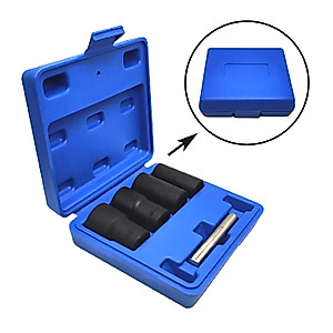 JEUCLEL 5PCS Twist Lug Nut Socket Set - 1/2 inch Drive Damaged Nut Lock Remover Extractor - Rusted & Strip & Stripped & Stuck Locking Nut Removal Tool Kit with 17mm 19mm 21mm 22mm Sockets