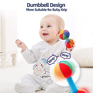 Jollybaby Soft Plush Stuffed Baby Dumbbell Rattle Toys for 0-3-6 Months Newborn, High Contrast Black and White Sensory Rattles Weights Toys for Infant Baby 0-3 Months, Funny Baby Boy Girl Shower Gift