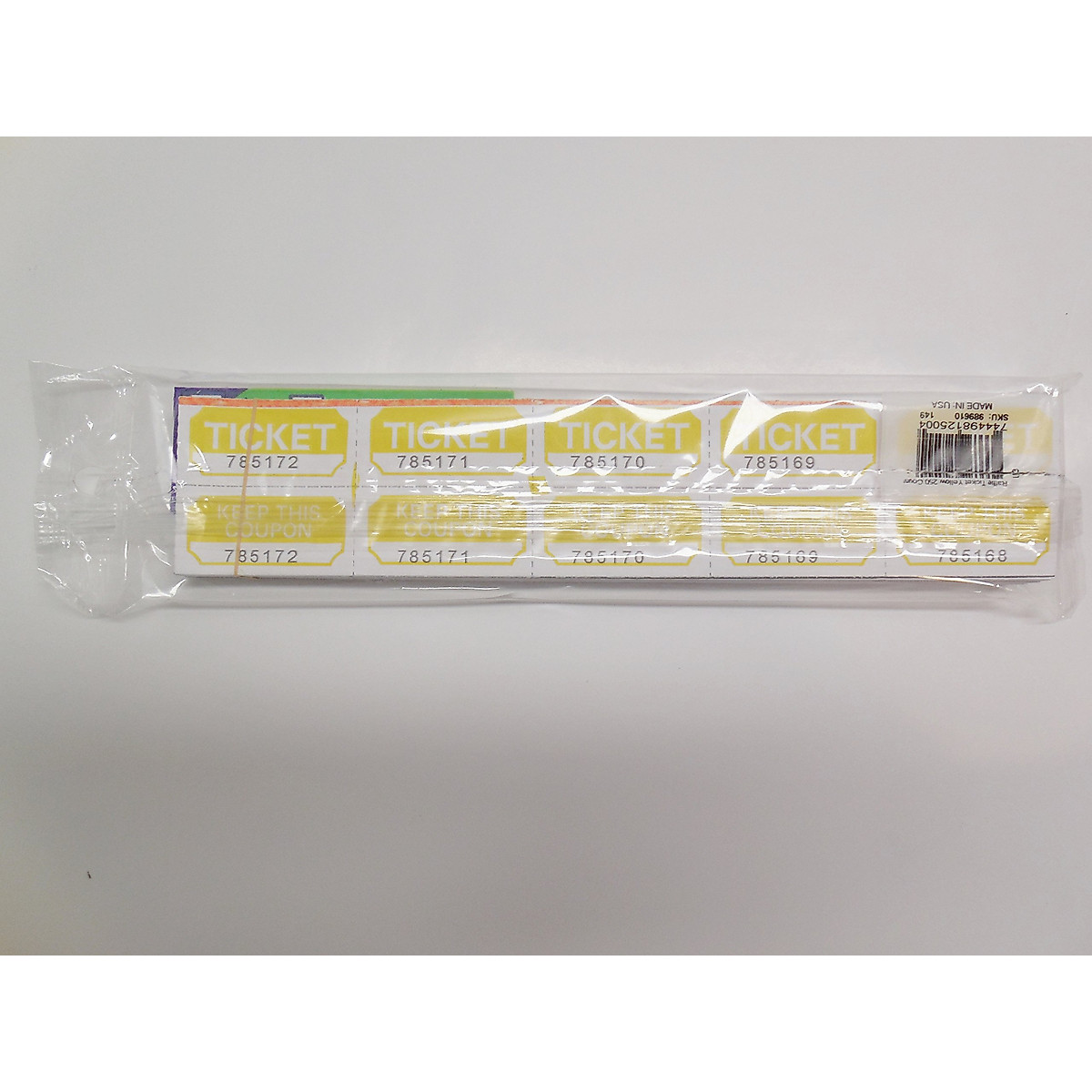 Yellow Raffle Tickets 250 Count Prefolded - Made in USA!