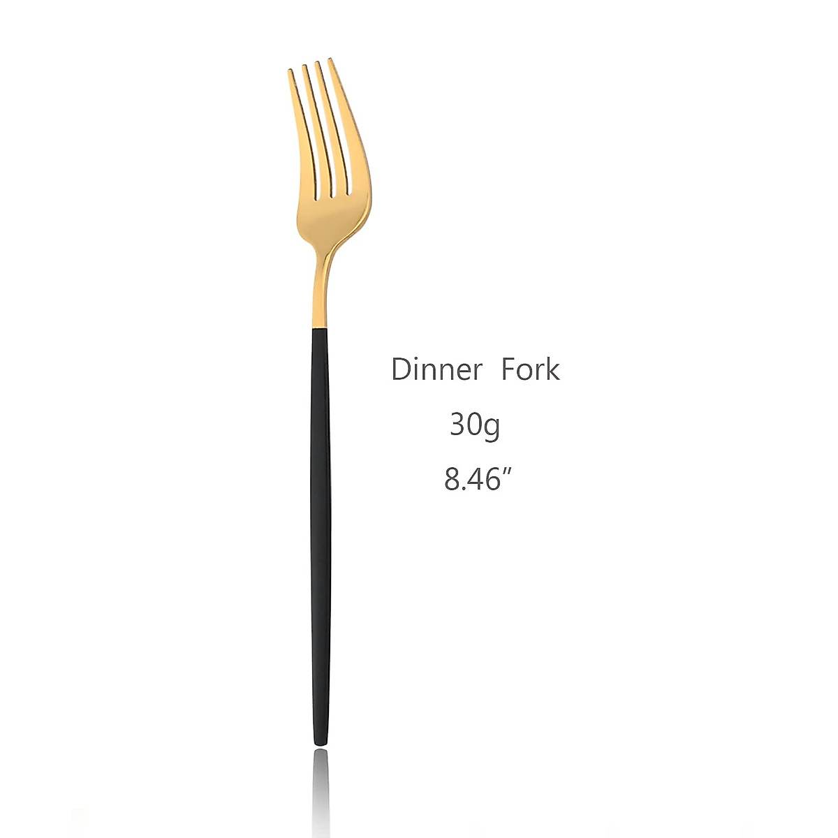JANKNG 6Pcs Black Gold Dinner Forks 18/0 Stainless Steel Forks Set for Home Kitchen and Restaurant, Mirror Finished, Dishwasher Safe (8.46-Inch, SeT Of 6)
