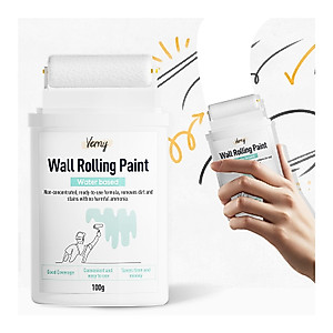 White Paint, White Paint for Wall Touch up Paint for Walls, Water Based &Low Odor Wall Paint with Roller Brush, White Wall Paint Repair Kit for Flat, Ceiling Wall- No Extra Tools Required, Low VOC
