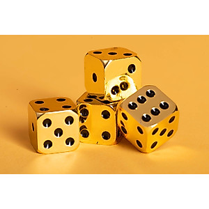 Gold Games Gold Dice Set 2-Pack, Play in Style, Water-Resistant Luxurious Metal Alloy, Great Addition to Any Game or Dice Collection, Perfect Novelty Gift
