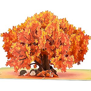 POPWOW Maple Tree Pop Up Card, Leaf, Leaves, Envelopes, Elegant 3D Greeting Cards, Ideal Gifts for Fall Birthday, Happy Autumn Themed, Season, Thanksgiving, All Occasions, 5x7