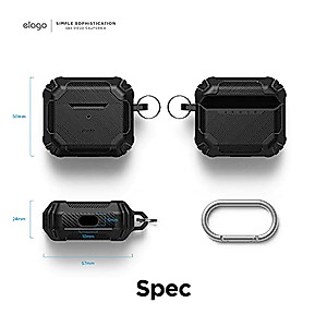 elago Solid Armor Case Compatible with AirPods 3rd Generation Case - Compatible with AirPods 3 Case Cover, Shock Absorbing Design, Durable TPU, Supports Wireless Charging, Full Body Protection (Black)