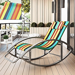 KAXLDHH Rocking Chair Outdoor Rocker, Widened Oversized Rocker with Steel Frame, Comfy Rocking Lawn Chair Camping Chairs for Patio, Backyard, Balcony, Porch, 150KG Weight Capacity (Color : A)