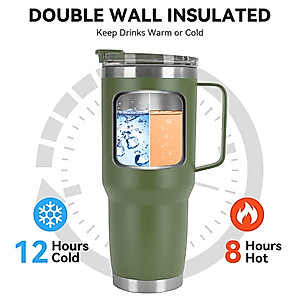 HASLE OUTFITTERS 30oz Tumbler With Handle, Insulated Travel Coffee Mug With Straw Leak-Proof Double Wall Stainless Steel Vacuum Tumblers Metal Cup with Straw for Hot and Cold Drink