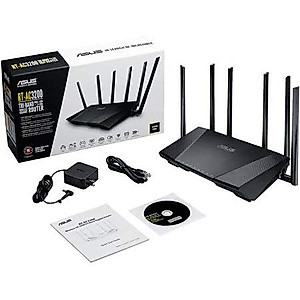"ASUS AC3200 Tri-Band Gigabit WiFi Router, AiProtection Lifetime Security by Trend Micro, Adaptive QoS, Parental Control (RT-AC3200)"