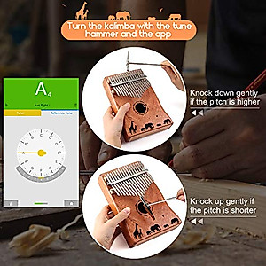 Kalimba, FIXM 17 Keys Thumb Piano with Protective Case and Study Instruction Tuning Hammer, Portable and Easy to Operate, Perfect Gifts for Beginners and Professionals