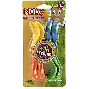 Nuby Spoons and Forks , Colors May Vary, 4 Count