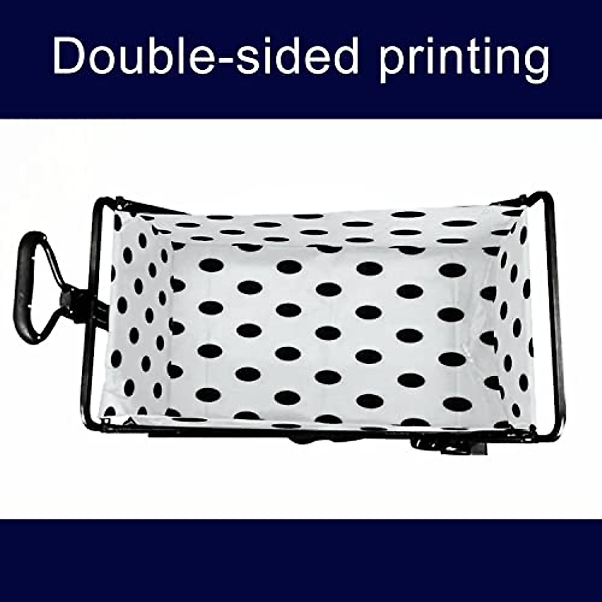 Collapsible Wagon Cart Seamless White with Black dot Decorative Good for Printing Foldable Utility Wagon Large Capacity Garden Cart with Push Bar for Beach Camp Outdoor Shopping