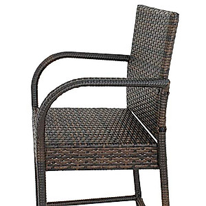 ZenStyle Set of 4 Rattan Style Barstool Brown Wicker Patio Bar Stool Indoor Outdoor with Footrest & Armrest
