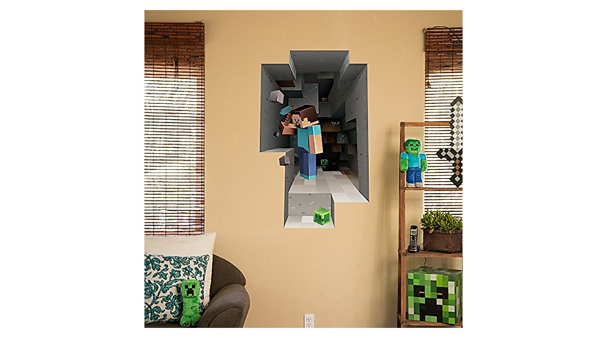 Minecraft Wall Decal for Kids - Reusable Mineshaft Wall Sticker