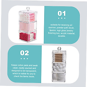 1 Set Storage Box Cotton Round Holder Clear Container with Lid Organizer Square Storage Container Clear Jars Storage Case Tool Box Acrylic Mini