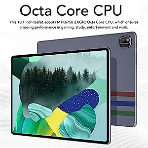 Pomya Tablet, 10.1 Inch HD IPS Display Tablet, 4G LTE Reading Office WiFi Tablet, 6GB RAM 128GB ROM Octa Core CPU Dual Card, for Work Study (Blue)