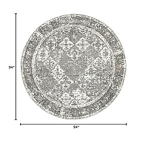 Unique Loom Rosso Collection Vintage, Traditional, Bohemian, Geometric, Distressed, Southwestern Area Rug, 8' 0" x 8' 0", Gray/Ivory