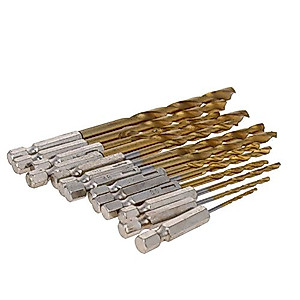 Utoolmart Hex Shank Drill Bit Set, 26pcs (13Pcs x 2Set) HSS Titanium Coated Impact Twist Drill Bits Set, 1/4" Hex Shank Screw Metric Tap Drill, for Wood, Steel, Metal, Plastic