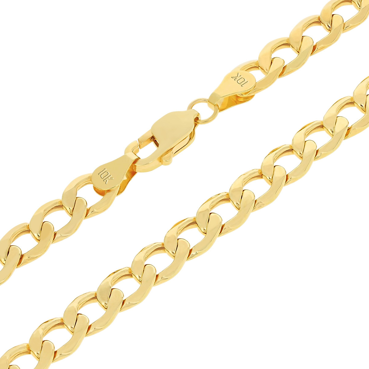 Nuragold 10k Yellow Gold 6.5mm Cuban Curb Link Chain Bracelet, Mens Womens Jewelry 7" 7.5" 8" 8.5" 9"