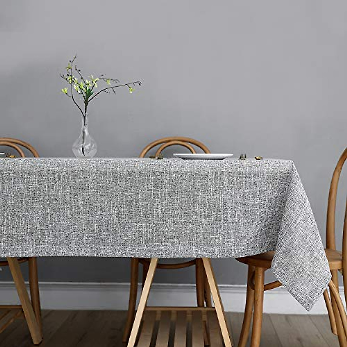 maxmill Flaxy Faux Linen Tablecloth with 2-Tone Slubby Texture Wrinkle Free Anti-Shrink Soft Table Cloth for Kitchen Dining Tabletop for Outdoor and Indoor Use Rectangle 60 x 84 Inch Light Grey