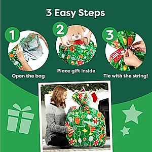 Set of 4 Extra Large Christmas Gift Bags - 36"x44" Jumbo Gift Wrapping Sacks for Huge Presents