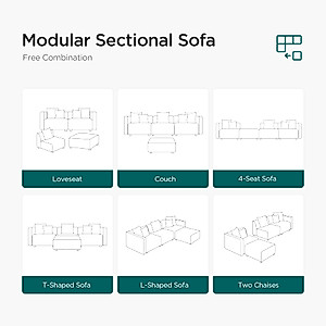 Acanva Luxury L-Shaped Upholstery Convertible Modular Sectional Sofa, Contemporary Reversible Couch with Chaise Lounge for Living Room, Apartment, 4 Piece Set, Grey