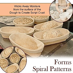 Unihopper 10 Inch Oval Bread Proofing Basket Set of 2 with Linen Liner, Dough Scraper, Basting Brush and Flouring Stencils Baking Supplies for Sourdough Bread Making Fermentation