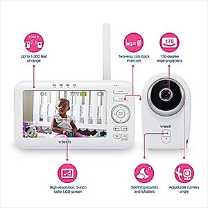 VTech VM351 Video Baby Monitor with Interchangeable Wide-Angle Optical Lens and Standard Optical Lens