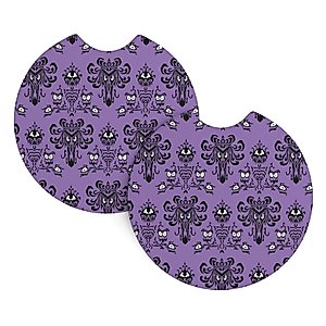 Haunted The Mansion Auto Cup Holder Coasters 2 Pack Universal Car Insert Coaster for Men Women Interior Unique Accessories with A Finger Groove