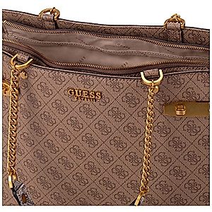 GUESS womens Zadie Logo Girlfriend Tote, Latte Logo Python, one size US