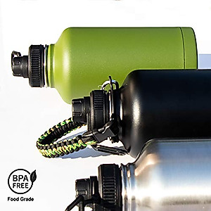 FUNUS 64oz Insulated Water Bottle (2 Lids) Vacuum Stainless Steel with Handle Flip Top Lid and Paracord BPA Free Metal Water Jug Sports Outdoor Camping