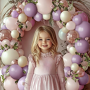 Pink and Purple Balloon Arch Kit, Dusty Purple Pink Sand White Matellic Rose Gold Latex Balloons for Bridal Baby Shower Wedding Anniversary Engagement Birthday Party Decoration