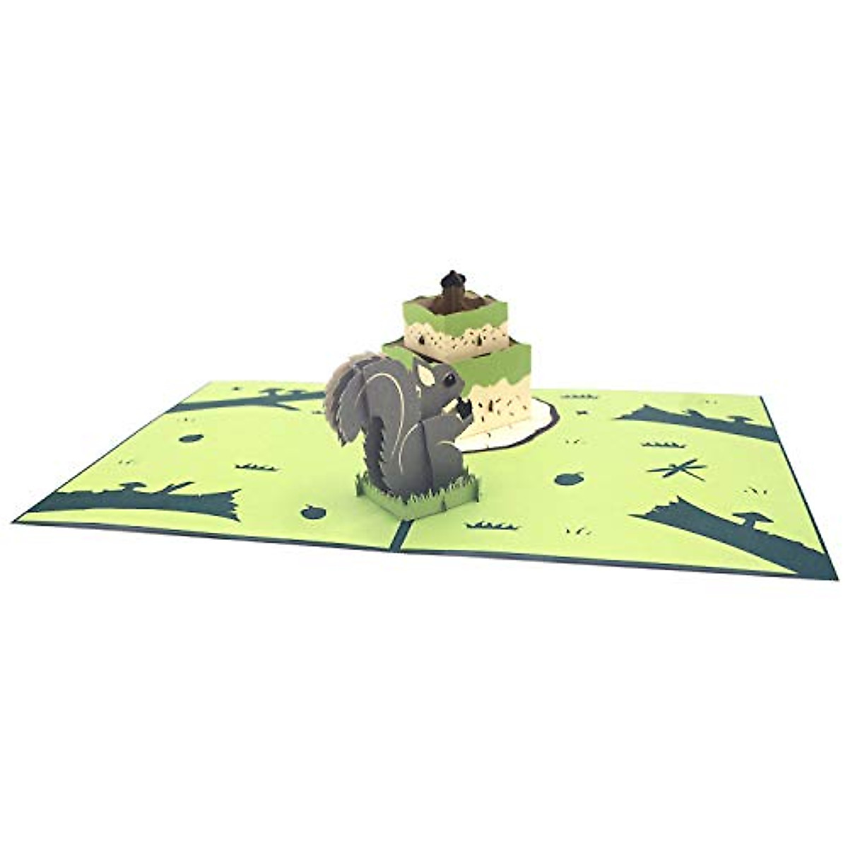 Ribbli Squirrel Cake Handmade 3D Pop Up Card,Greeting Card,Happy Birthday Card,Anniversary Card,For Him,Men,Dad,Husband,Boyfriend,Brother,Son,Kid,Friend,Any Occasion,with Envelope