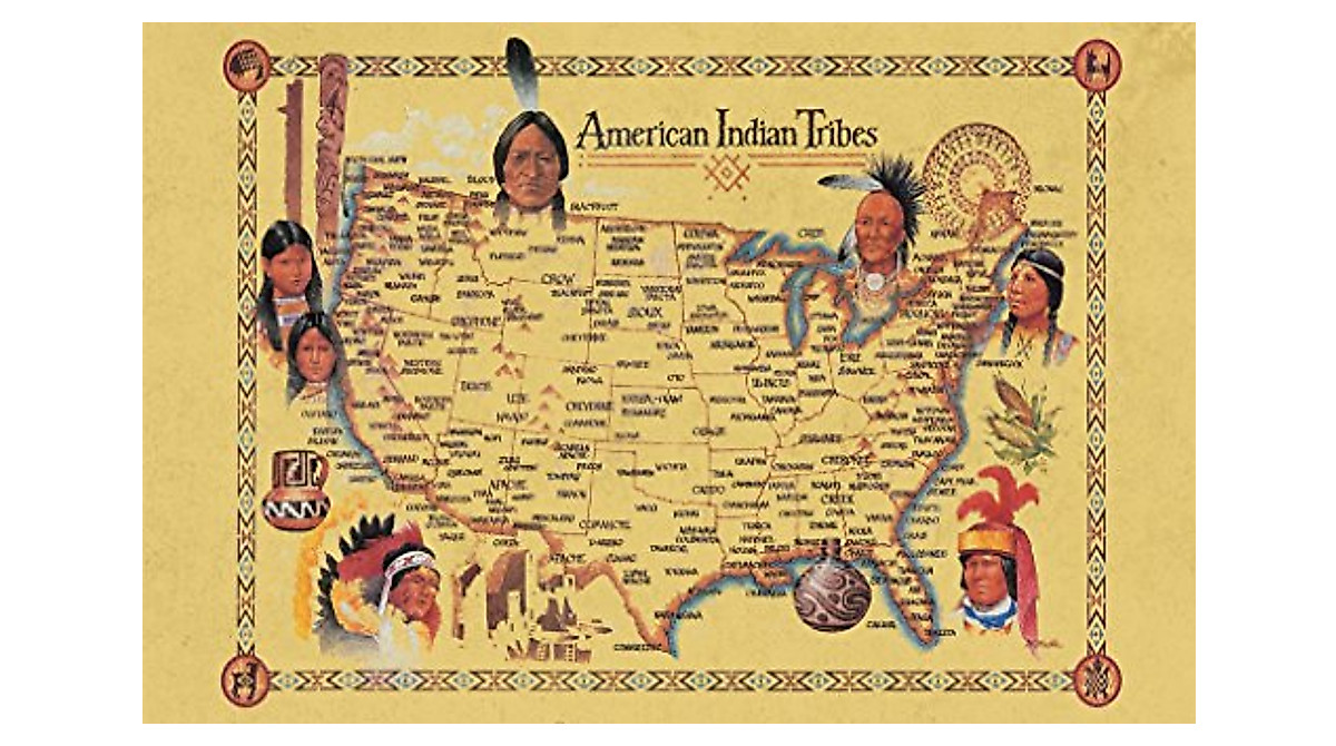 Native American Tribes Map Wall Art - Cultural History Poster 18x12