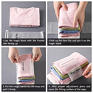 Closet Organizers Storage Belt Self-adhesive Durable PVC Clothes Stacking Organizer Strap for Folded Household Shirt T-shirts Pants Towels Bed Sheets Storage Roll Band Fold Up Organize (9)