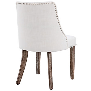 Kmax Fabric Dining Chairs Set of 4 Upholstered Side Chairs Farmhouse Accent Chairs with Nailhead Wood Legs for Dining Room Guest Room Restaurant, Cream