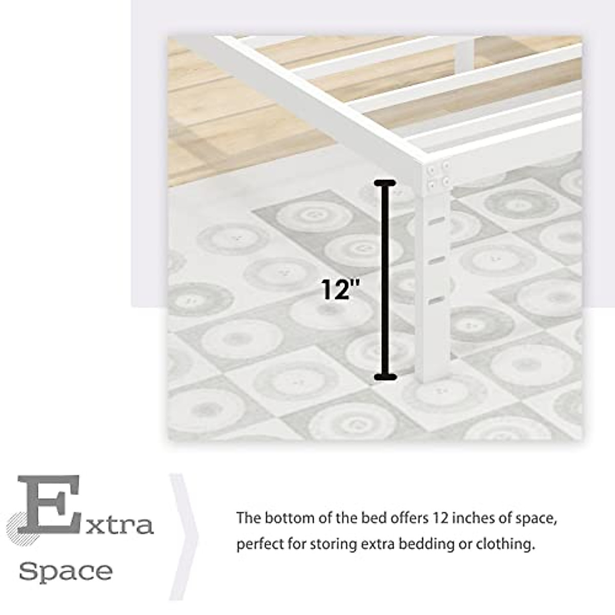 alazyhome Twin XL Size Bed Frame 14 Inch Metal Platform Bed Frame Heavy Duty Steel Slats Support No Box Spring Needed Noise-Free Easy Assembly White