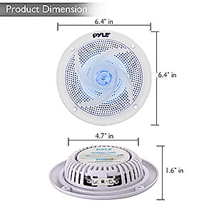Pyle Marine Speakers - 5.25 Inch 2 Way Waterproof and Weather Resistant Outdoor Audio Stereo Sound System - 1 Pair & Marine Bluetooth Stereo Radio - 12v Single DIN Style Boat in Radio Receiver System