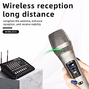 Professional 6 Channel Bluetooth USB Audio Mixer Mixing Console with 2 Handheld Wireless Microphone for Home Studio Recording DJ Network Live Karaoke - Depusheng GM6X