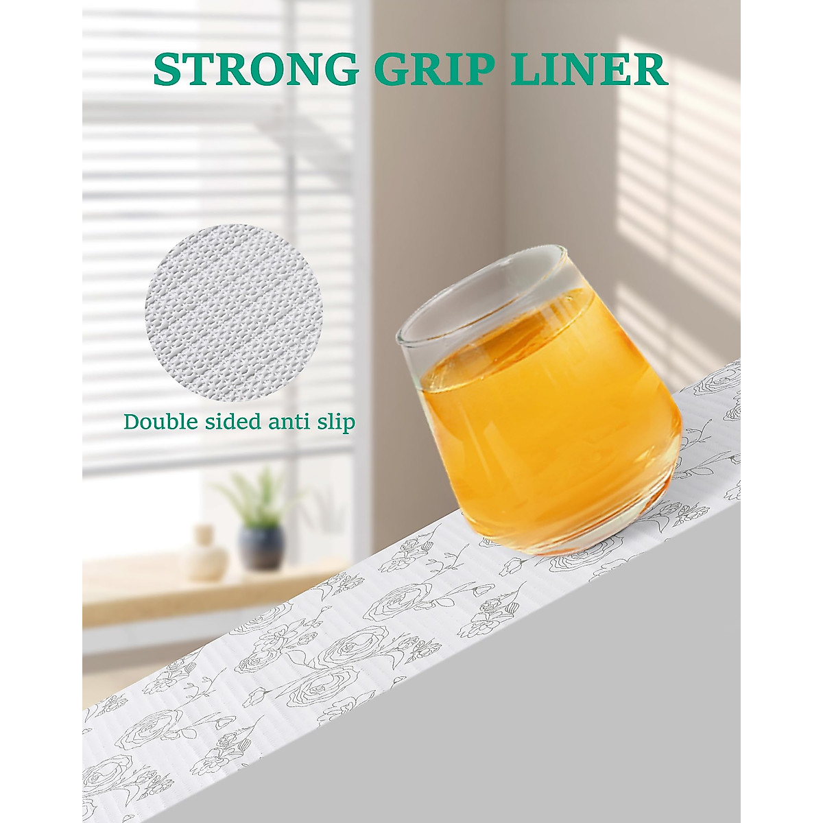 Shelf Liner for Kitchen Cabinets, Non-Adhesive Strong Slip Resistant Drawer Liners Protect Dresser, Cupboard, Shelves, Bathroom Drawers, Easy to Clean and Install, Thickened, Gray, 12IN x 10FT, Rose