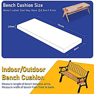 ROFIELTY Bench Cushion 45 inch, Soft Thickened Bench Cushions for Indoor Furniture, Durable Outdoor/Indoor Bench Seat Cushion，Multi-Scene Use. (45x18x2.5, Dark Gray)