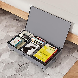 BEESTMUEBLE 2Pack Under Bed Storage, 53 L Under Bed Storage Containers with Wheels and Lids, Thicken 600D Oxford Cloth Under the Bed Organizer with Handles for Blankets, Pillows and Clothes, Grey