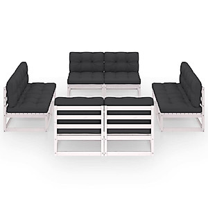 WEHUOSIF 8 Piece Patio Lounge Set with Cushions,Garden Lounge Set,Combination Sofa,Pool Sofa Set,Conversation Sofa,Party Furniture,for Homes,Offices,Living Room,Cafes,Solid Pinewood