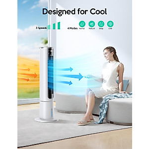 VAGKRI Evaporative Air Cooler, 80° Oscillation Swamp Cooler with Ice Packs, Air Cooler with Remote Control, 24H Timer, 3 Wind Speeds & 4 Modes for Indoor Use